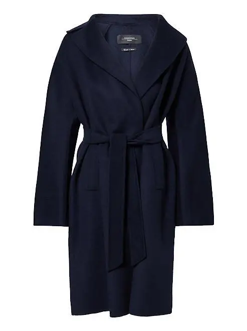 Max Mara Notch-lapels Wool-blend Coat - Navy