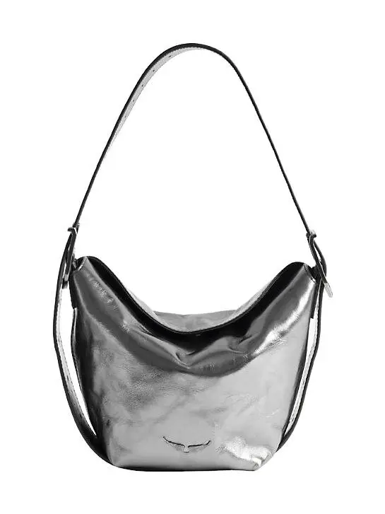 Zadig&Voltaire Metallic Leather Shoulder Bag - Gun