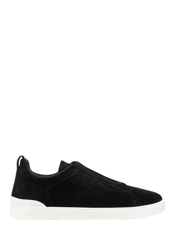 Zegna Triple Stitch Suede Sneakers - Black