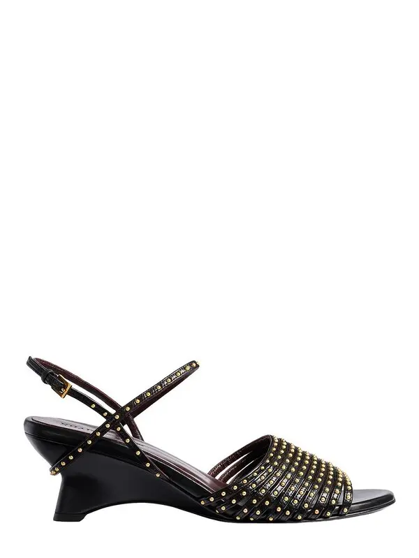 Khaite 35mm Drew Studded Leather Sandals - Black