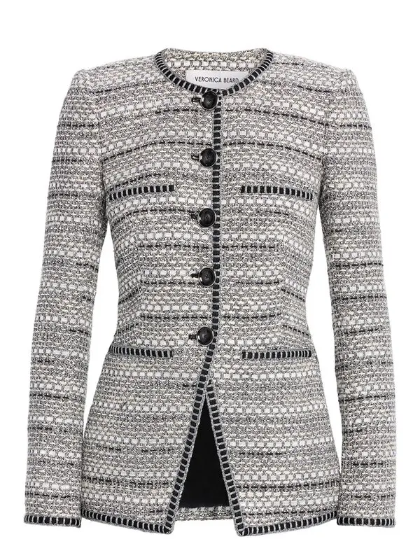 Veronica Beard Alessia Tweed Tailored Jacket - Silver