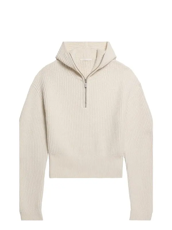Helmut Lang Wool-blend Balaclava Zip Hoodie - Ivory