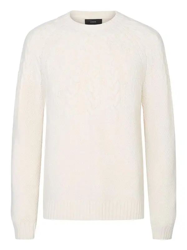 Vince Airspun Merino Wool Cable-yoke Crewneck Sweater - 250ldn-lt