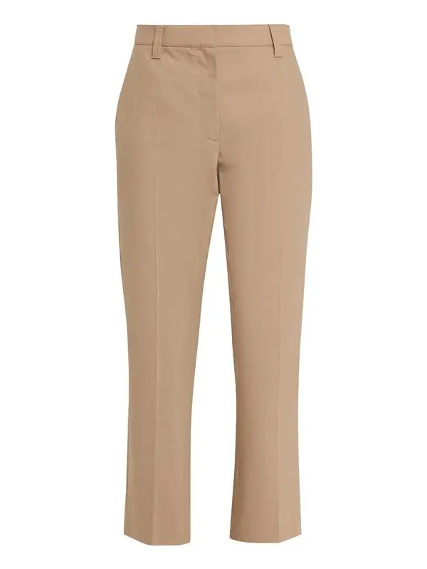Brunello Cucinelli Stretch Cotton Gabardine Crop Cigarette Pants - Earth Brown