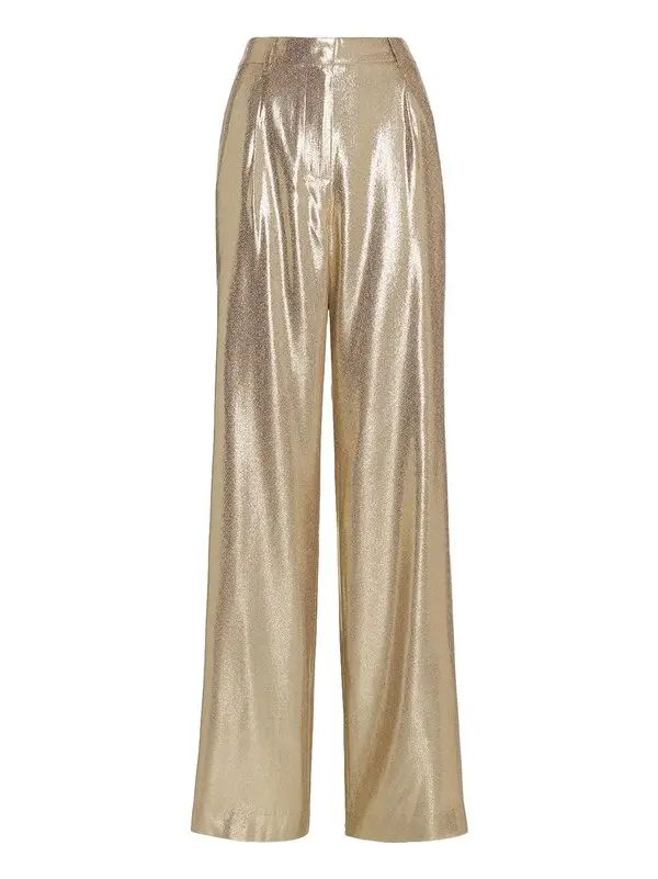 Ramy Brook Izzy Silk Lamé Wide-leg Pants - Gold