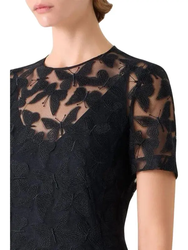 Akris Butterfly Embroidered Tulle Gown - Black