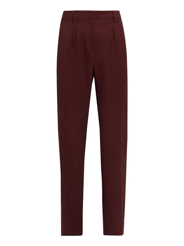 Max Mara Cannes Pleated Straight-leg Wool Pants - Red