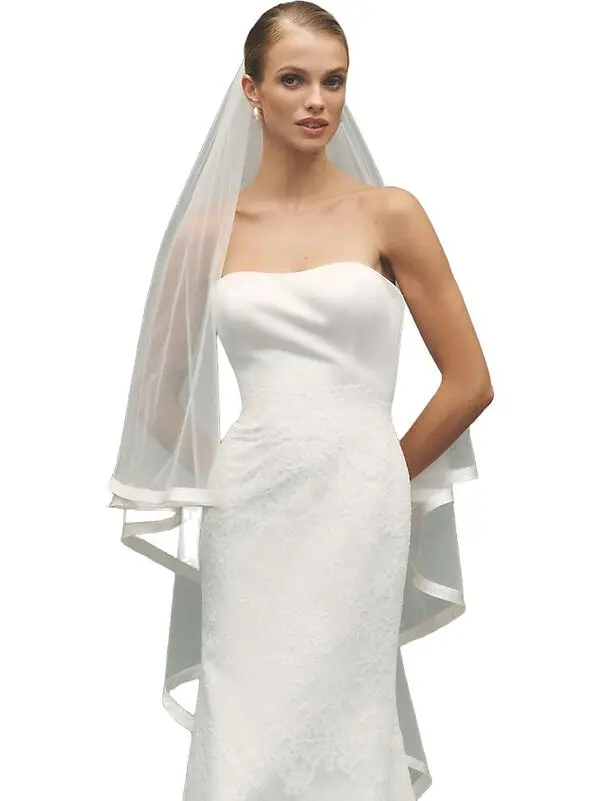 PRONOVIAS Sandey Chapel Veil With Blusher - Ivory