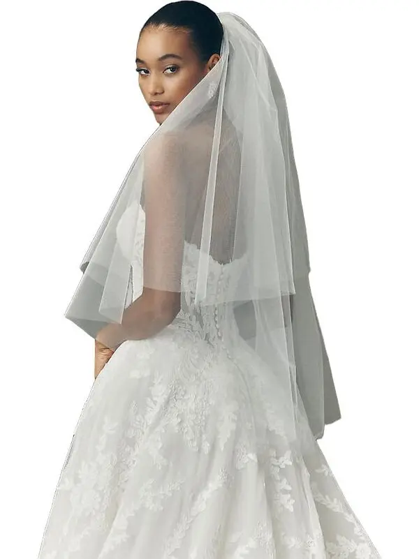 PRONOVIAS Clean Fingertip Veil With Blusher - Ivory
