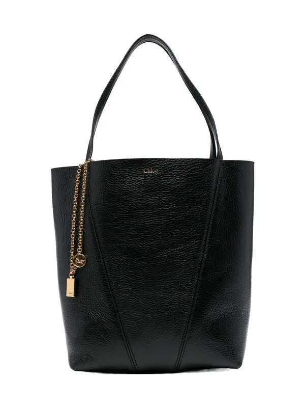 Chloé Spin Medium Leather Bag - Black