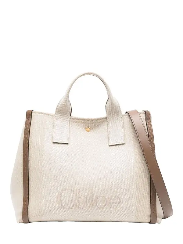 Chloé Carry Canvas Tote Bag - Beige
