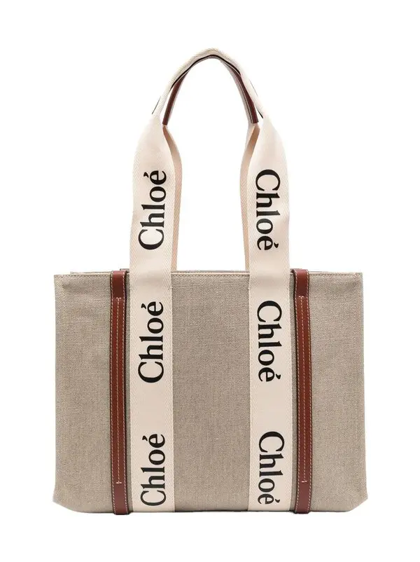 Chloé Woody Canvas Medium Tote - Brown