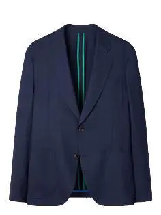 Paul Smith A Suit To Travel In Dark Marl Wool Patch-pocket Blazer - Blue