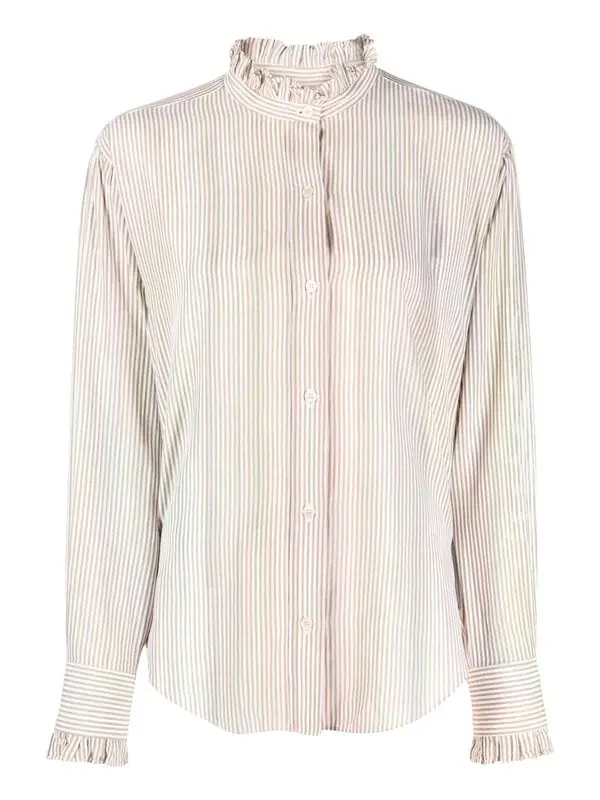 MARANT ETOILE Saoli Striped Cotton Shirt - Neutrals