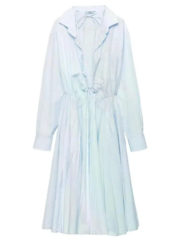Prada V-neck Long-sleeve Midi Dress - Blue