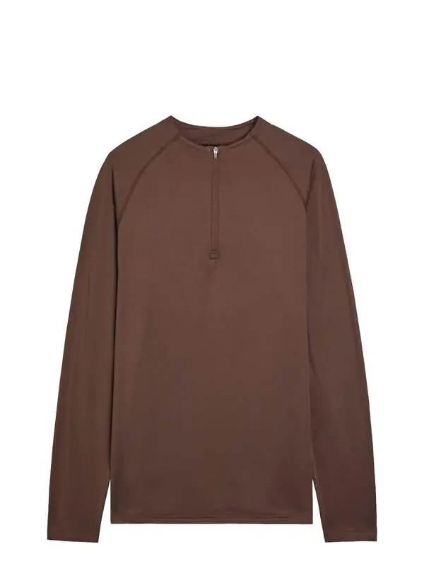 CONDITION Stretch-jersey Quarter-zip Top - Brown