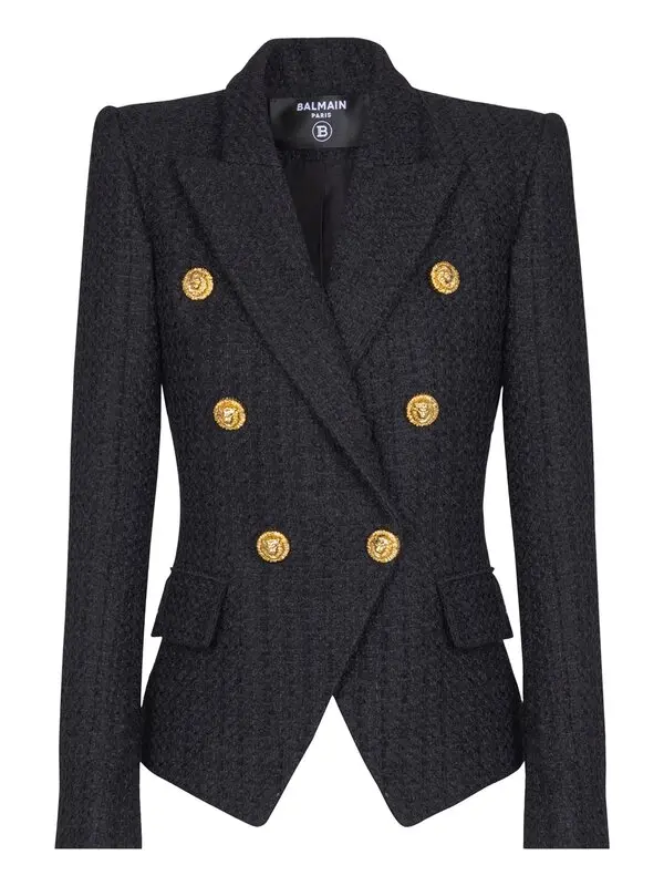Balmain Tweed Tailored Jacket - Black