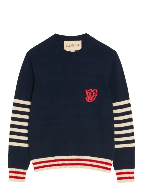 Valentino Garavani Wool Striped Sweater - Blue