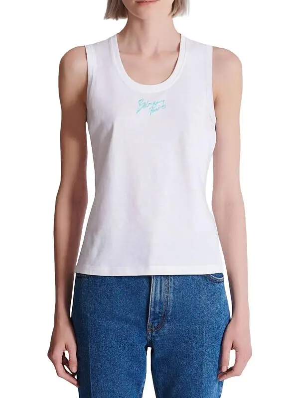 Balmain Relaxed Tank Top With Paris Brush Print - White