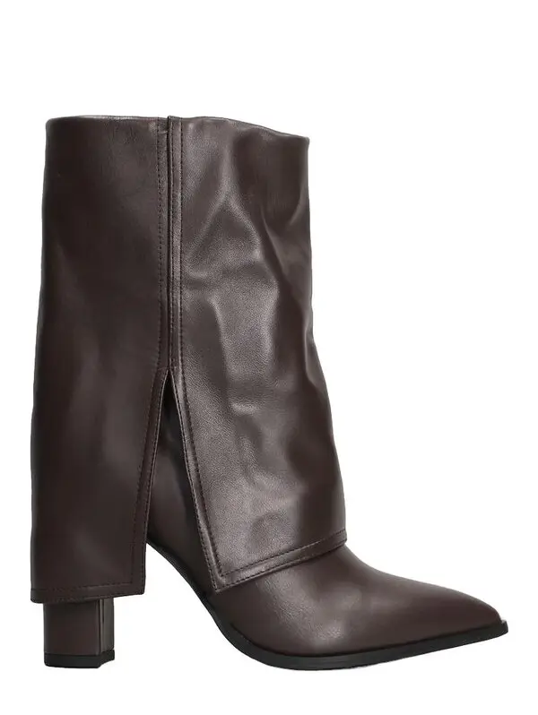 GISEL MOIRE Ducie High Heel Leather Ankle Boots - Brown