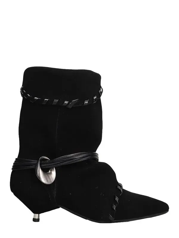 GISEL MOIRE Ariel Low Heel Ankle Boots - Black