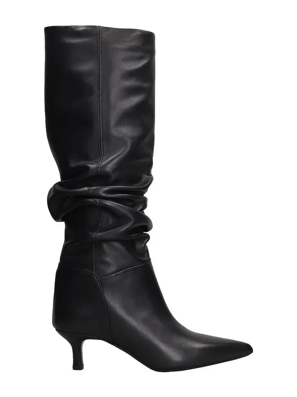 GISEL MOIRE Morgan Leather High Heel Boots - Black