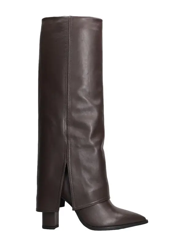 GISEL MOIRE Teddy High-heel Boots - Brown