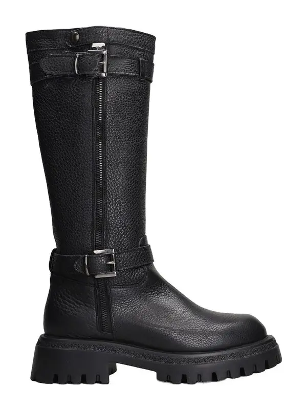 GISEL MOIRE Varsavia Low Heel Boots - Black