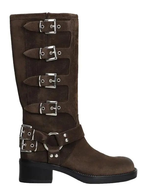 GISEL MOIRE Windsor Low Heel Boots - Brown