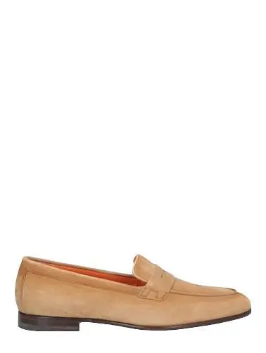 Santoni Leather Penny Loafers - Beige