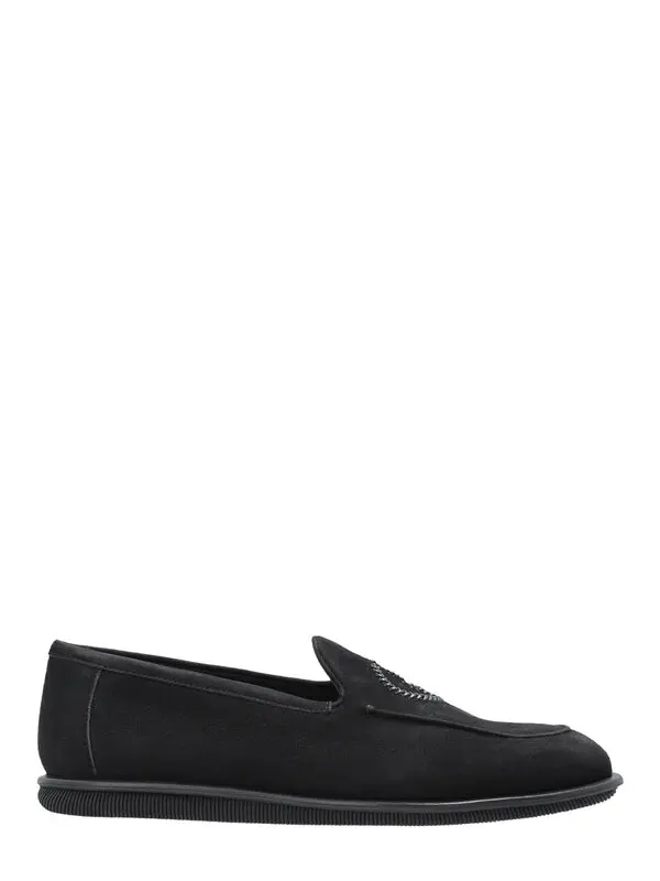 Giorgio Armani Suede Loafers With Logo - Navy Blue