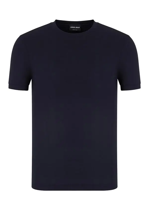 Giorgio Armani Asv Crew-neck T-shirt In Stretch Viscose Jersey - Navy Blue
