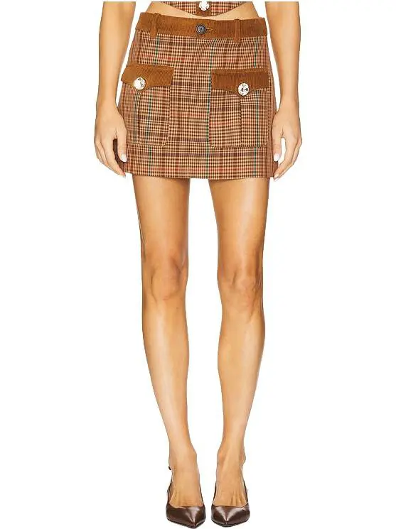 AREA Crystal Mini Skirt - Caramel Mulit