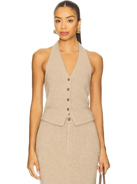 Guest In Residence Tailored Halter Vest - Taupe