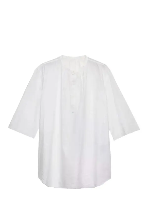 Prada Band-collar Raw-cut Shirt - White