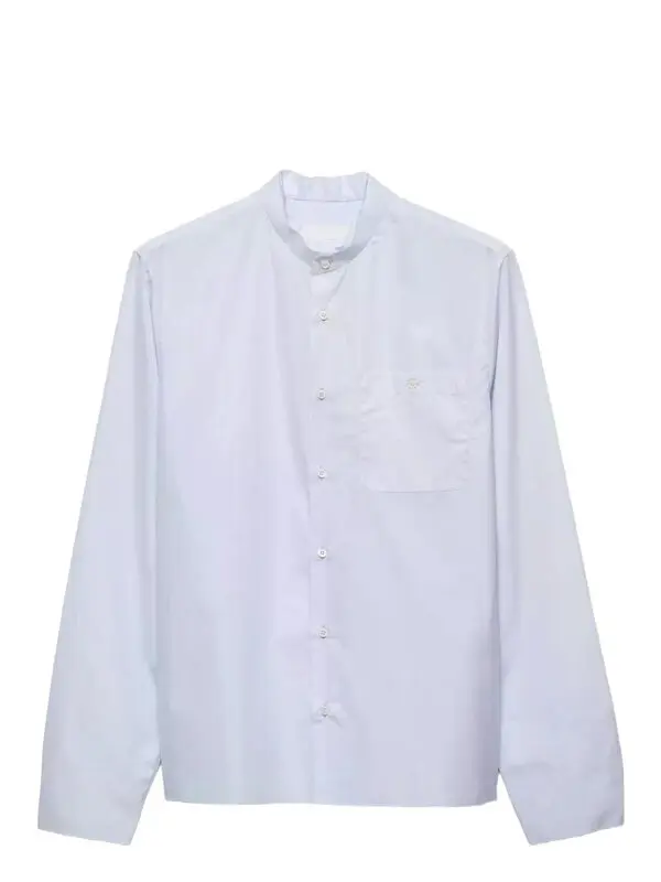 Prada Mandarin-collar Patch Pocket Shirt - Blue