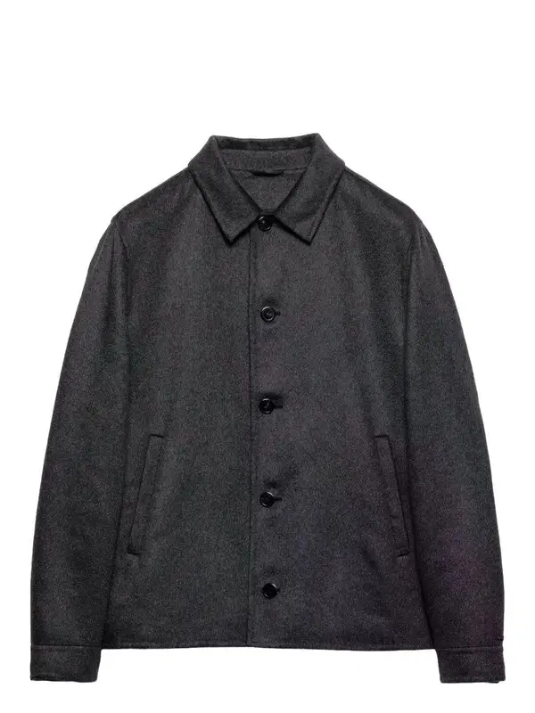 Prada Buttoned Double Knit Jacket - Grey