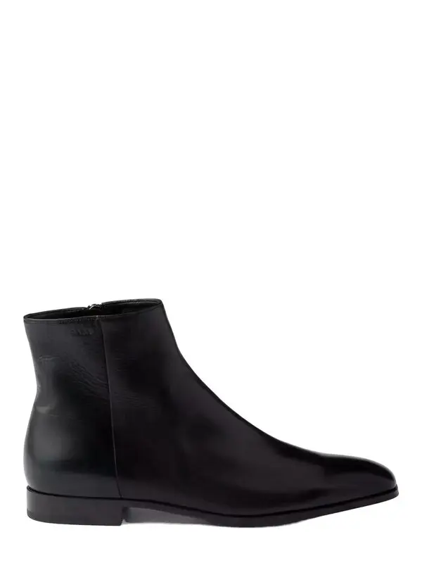 Prada 25mm Leather Booties With Zipper - Black