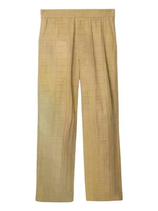 Burberry Textured-check Cotton Trousers - Neutrals