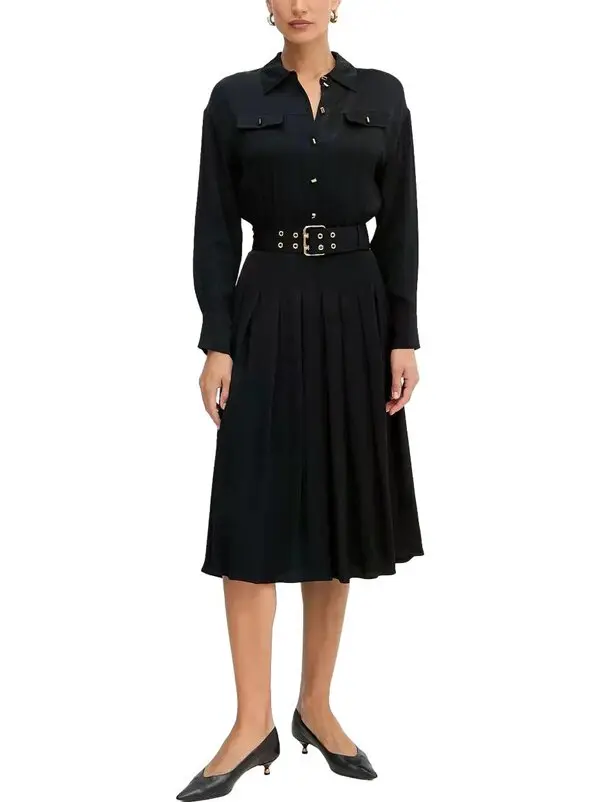 MARCIANO Buttoned Belted Midi Dress - Black