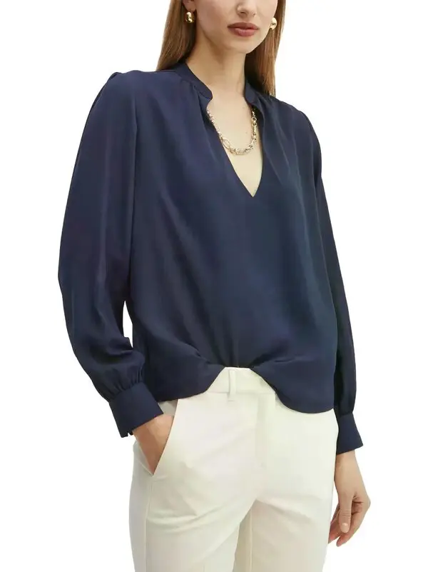 MARCIANO V-neck Long-sleeve Blouse - Blue
