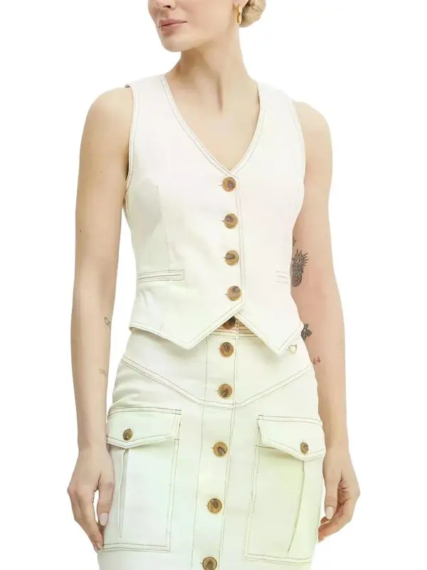 MARCIANO Buttoned Sleeveless Top With Seam Detail - Neutrals