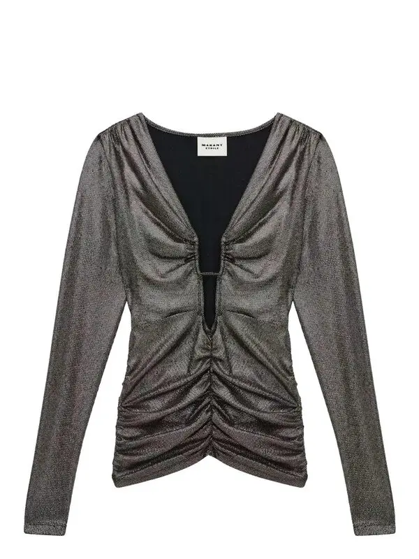 MARANT ETOILE Buffy Metallic-effect Blouse - Black