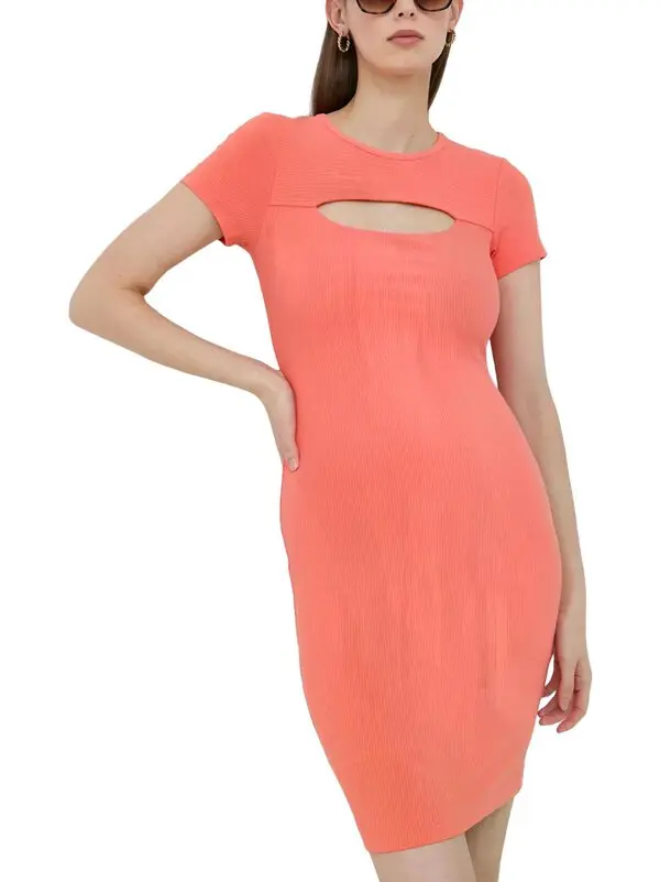 Guess Cut-out Ribbed Mini Dress - Orange