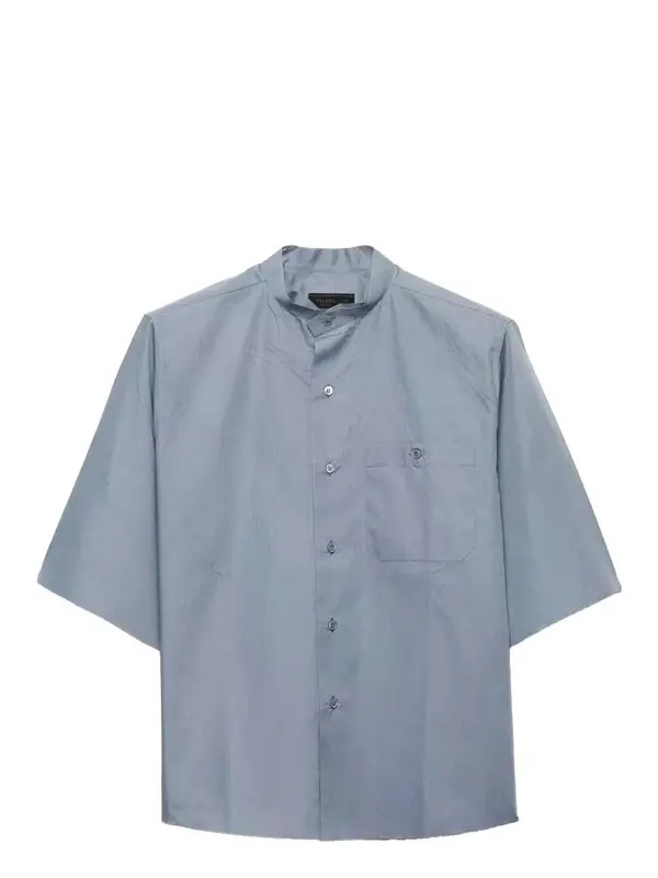 Prada Band-ollar Raw-cut Shirt - Blue
