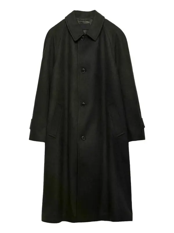 Prada Raglan Sleeve Wool Coat - Green