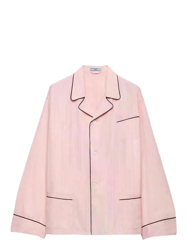 Prada Bowling-collar Piping Shirt - Pink