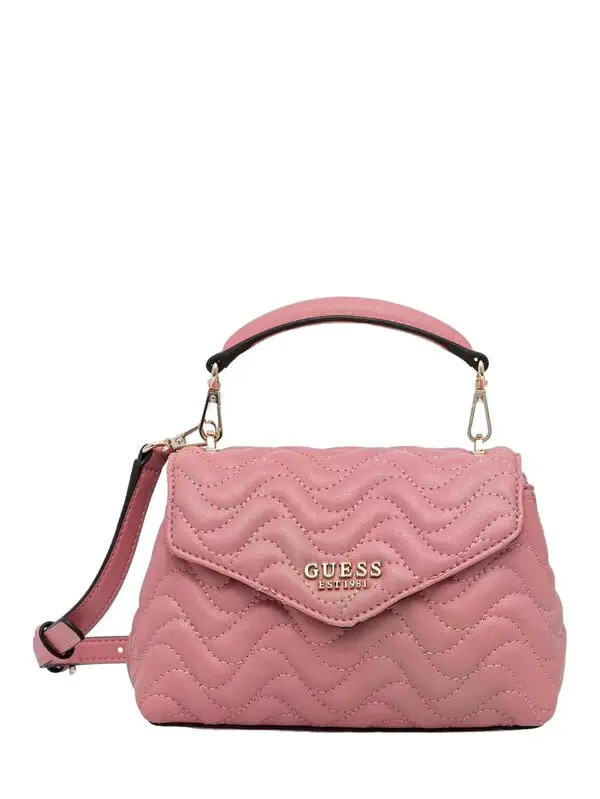Guess Quilted Top-handle Cross Body Bag - Pink