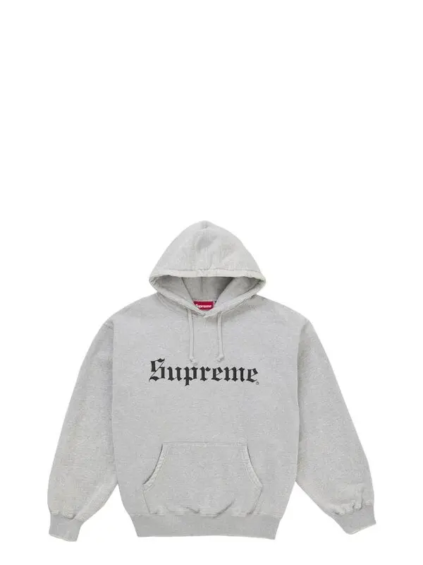Supreme Washed Old English Hooded Sweatshirt - Heather Grey