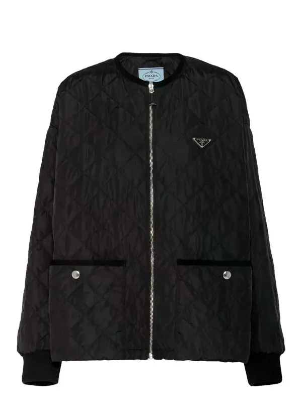 Prada Quilted Jacket With Corduroy Trim - Black